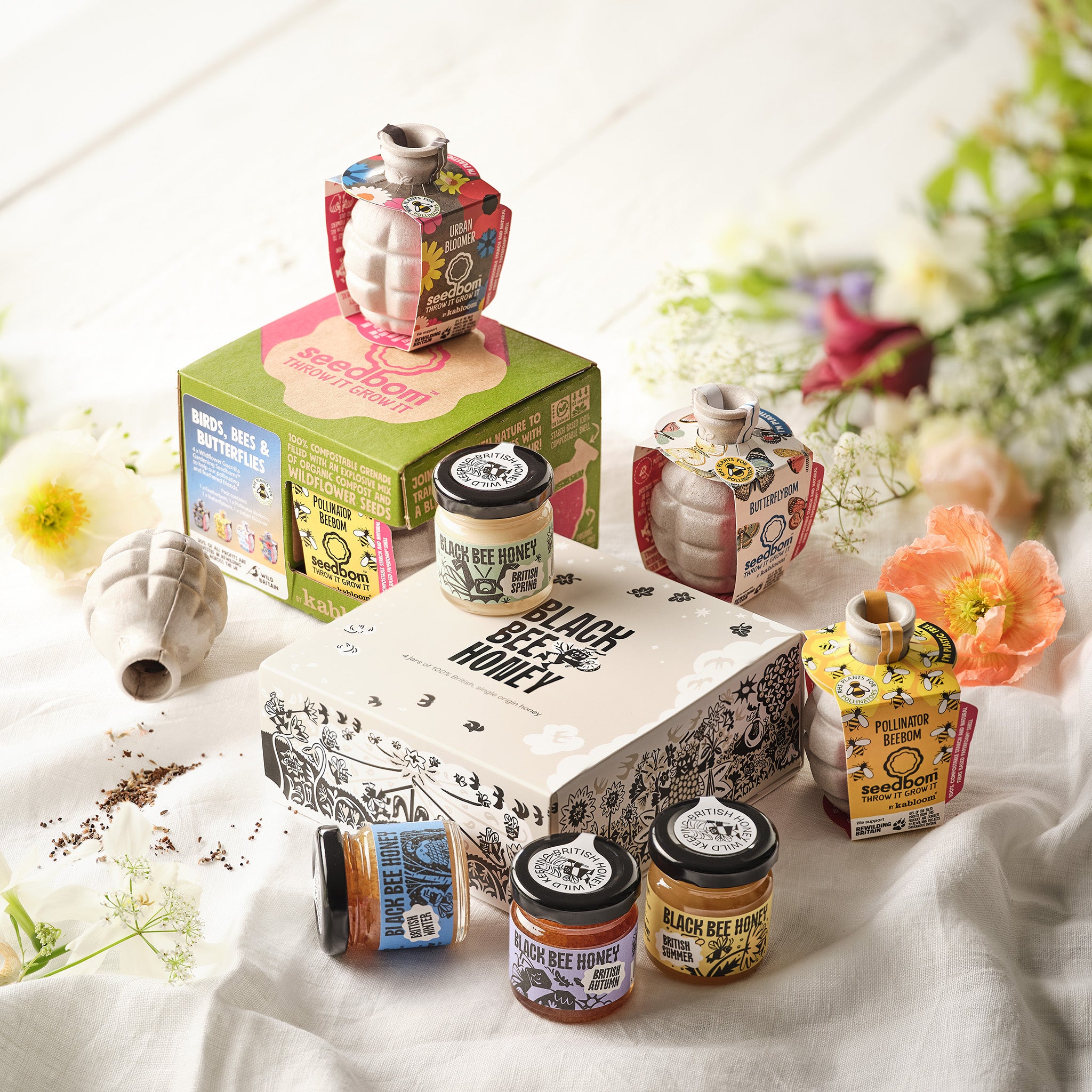 World Bee Day Bundle - 4 Seasons Honey Gift Box & 4 Seedbombs – Black ...