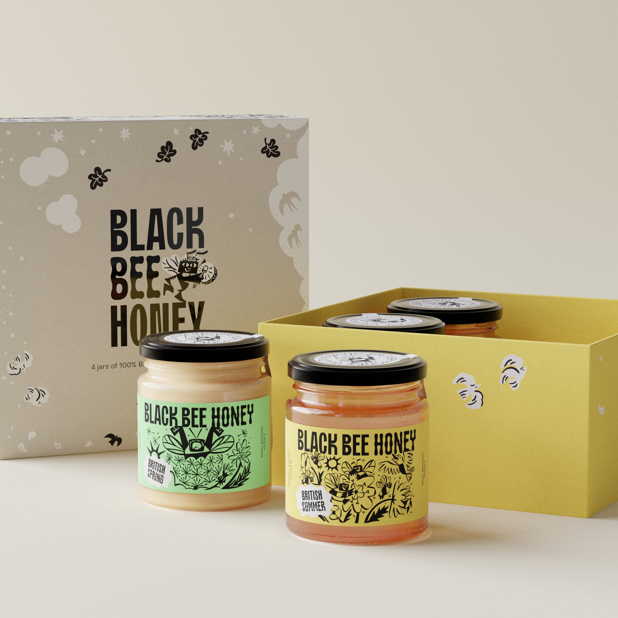 Raw British Honey Gift Set - 4 x 227g – Black Bee Honey