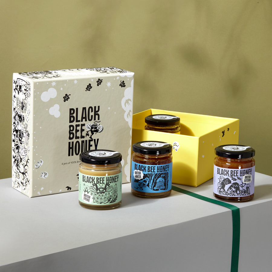 Raw British Honey Gift Set - 4 x 227g – Black Bee Honey