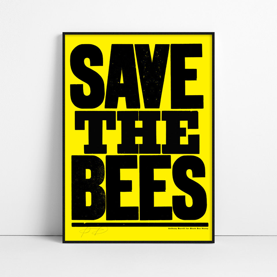 Save the Bees Screen Print - Yellow – Black Bee Honey